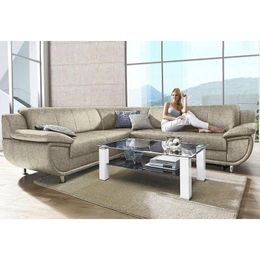Trendmanufaktur Ecksofa &raquo;Rondo wahlweise mit Schlaffunktion, bequeme Armlehnen&laquo; L-Form, wahlw.mit Federkern, F&uuml;&szlig;e chromfarben, Unser Dauertiefpreis 