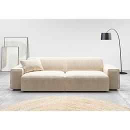 Home Affaire Big-Sofa &raquo;Glimminge auch in Breitcord, Feincord + Easy care-Bezug,&laquo; besondere Kedern&auml;hte Zierkissen beige 100% Polyester B/H/T: 254cm x 
