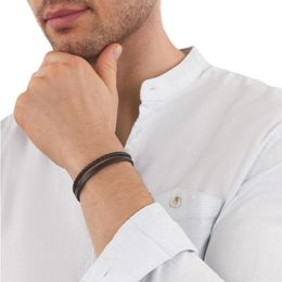 Tom Tailor Herren Tom Tailor Lederarmband &raquo;Schmuck Geschenk Edelstahl Leder&laquo; 21,5cm, Edelstahl Leder