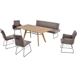 K+w Komfort & Wohnen K+W Komfort & Wohnen Essgruppe &raquo;Giacomo IV&laquo; 6 Stk. tlg. Polsterbank in 2 Gr&ouml;&szlig;en, 2 Kufenst&uuml;hle, 2 Armlehnenst&uuml;hle und 1 Tisch braun Leder CLOUD, 