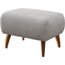 Home Affaire Hocker &raquo;Baggio&laquo; mit Holzf&uuml;&szlig;en silber 100% Polyester B/H/T: 63cm x 45cm x 63cm, Luxus-Microfaser weich