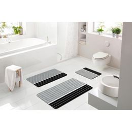 Batex Badematte &raquo;Tandea&laquo; H&ouml;he 27 mm rutschhemmend beschichtet fu&szlig;bodenheizungsgeeignet extra weiches und pflegeleichtes Garn grau Polyacryl rechteckig (70cm