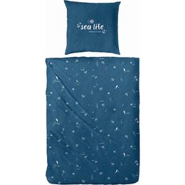 Primera Bettw&auml;sche &raquo;Sealife&laquo; 2 Stk. mit maritimen Motiven blau Perkal, Obermaterial: 100% Baumwolle B/L: 155cm x 220cm, 1 Stk., 1 Stk., Perkal, B/L: 80cm x 