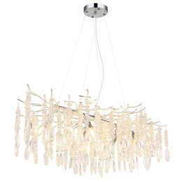 Globo LIGHTING H&auml;ngeleuchte &raquo;KINGA&laquo; E14 1 Stk. Eleganter Kristallluster in moderner Silberoptik 10, H: 120cm, 1 Stk.