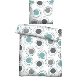 Bettw&auml;sche &raquo;0460126&laquo; 2 Stk. Polycotton, hautsympathisch, atmungsaktiv, mit Rei&szlig;verschl&uuml;ssen blau Renforc&eacute;, Obermaterial: 50% Baumwolle, 50% Polyester 