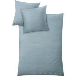 Kleine Wolke Bettw&auml;sche &raquo;Leinna&laquo; 2 Stk. Leinen-Mix blau Leinen, Obermaterial: 70% Baumwolle, 30% Leinen B/L: 155cm x 220cm, 1 Stk., 1 Stk., Leinen, B/L: 80cm x 