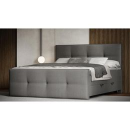 FORTE Boxspringbett &raquo;Eve inkl. zwei Bettk&auml;sten und Kaltschaum Topper&laquo; und einer 7-Zonen-Tonnentaschen-Federkernmatratze (H3) grau Liegefl&auml;che B/L: 