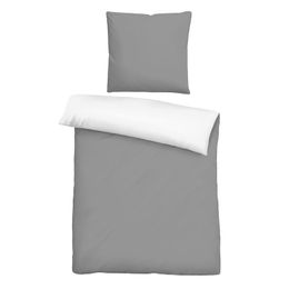 Bettw&auml;sche &raquo;0560500&laquo; 3 Microfaser-Satin,2 teilig, pflegeleichte Bettw&auml;sche mit Rei&szlig;verschluss grau Microfaser, Obermaterial: 100% Polyester B/L: 200cm