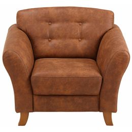 OTTO home Sessel &raquo;Trondheim&laquo; mit Federkern, Knopfheftung im R&uuml;cken braun Struktur weich ( 97% Polyester, 3% Baumwolle);Luxus-Microfaser ALTARA NUBUCK 
