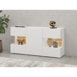 Home Affaire Sideboard &raquo;Ava, Breite 120 cm, h&auml;ngend und stehend montierbar&laquo; moderne grifflose Kommode, Anrichte, 3T&uuml;ren, Eckverglasung wei&szlig; B/H/T: 