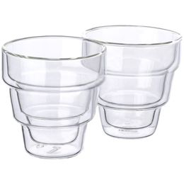 Mulex Latte-Macchiato-Glas &raquo; Gl&auml;ser Set Phoenix&laquo; doppelwandiges Trinkglas f. Kaffee, Cappuccino, Latte Macchiatto, 2tlg transparent Borosilikatglas &Oslash; 7cm x 