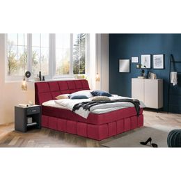 Home Affaire Boxspringbett &raquo;Paxton&laquo; Neue Toppervarianten! rot Polyester Flachgewebe LEINENOPTIK Polyester Topper Premium pro, Liegefl&auml;che B/L: 180cm x