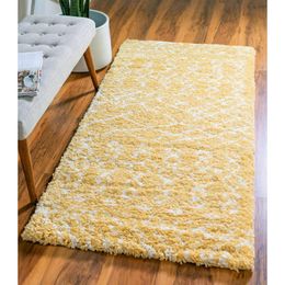 MyFlair Hochflor-L&auml;ufer &raquo;Temara Shag, LAGERR&Auml;UMUNG&laquo; rechteckig 51 mm H&ouml;he Teppich-L&auml;ufer, gewebt, Scandi Design, ideal im Flur & Schlafzimmer gelb 