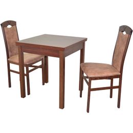 HOFMANN LIVING AND MORE Essgruppe &raquo;3tlg. Tischgruppe&laquo; Spar-Set, 3tlg. Tischgruppe, 3 Stk. tlg. St&uuml;hle montiert braun FSC -zertifiziertes teilmassives 