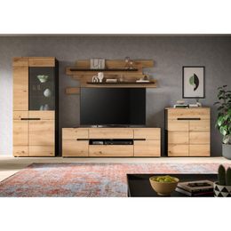 Home Affaire Wohnwand &raquo;REHAT, 4-teilig, Breite 375 cm, individuell stellbar&laquo; Set bestehend aus: Vitrine, Lowboard, Wandboard und Kommode, 4 Stk. tlg. 