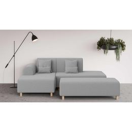 OTTO home Ecksofa &raquo;Suyala&laquo; L-Form mit Hocker grau 100% Polyester B/H/T: 258cm x 85cm x 168cm, Struktur, Recamiere links,mit Hocker