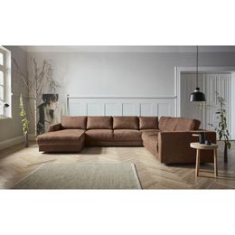 OTTO home Wohnlandschaft &raquo;Hobro U-Form&laquo; in 3 Bezugsqualit&auml;ten in vielen Farben braun Luxus-Microfaser Lederoptik (100% Polyester;Struktur grob (100% 