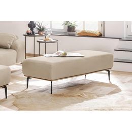 W.Schillig Polsterhocker &raquo;run&laquo; mit Holzsockel, F&uuml;&szlig;e in Schwarz pulverbeschichtet, Breite 150 cm beige Longlife Xtra-Leder Z73: Naturwalkleder der 