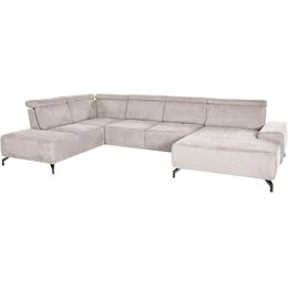 Sit & More sit&more Wohnlandschaft &raquo;Gizeh U-Form&laquo; 12 cm Fu&szlig;h&ouml;he, inklusive Sitztiefenverstellung und Kopfteilverstellung beige B/H/T: 340cm x 230cm, Luxus-