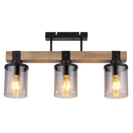 Globo LIGHTING Deckenleuchte &raquo;LILA&laquo; E27 1 Stk. Deckenlampe/schwarz/Holz/Glas rauchfarben/Wohnzimmer/Esszimmrt braun 1 Stk.