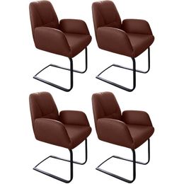 W.Schillig Freischwinger &raquo;ole&laquo; (Set) 4 Stk.2er- oder 4er-Set, Gestell in Schwarz pulverbeschichtet braun Longlife Xtra-Leder Z69: Das feinnarbige, 