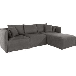 OTTO home Ecksofa &raquo;N&ouml;re L-Form&laquo; 3 Teile, in vielen Bezugsqualit&auml;ten und Farben. Modulteile s. "N&ouml;re" grau Samtoptik (100% Polyester);Struktur (100% 