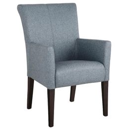 Home Affaire Esszimmerstuhl &raquo;King&laquo; () Polsterstuhl, Armlehnstuhl, Gestell Massivholz blau 100% Polyester B/H/T: 60cm x 92cm x 65cm, Feinstruktur