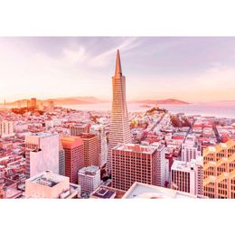 Komar Fototapete &raquo;San Francisco Morning - Gr&ouml;&szlig;e 368 x 254 cm&laquo; bedruckt glatt Wohnzimmer, Schlafzimmer bunt Papier B/L: 368m x 254m, Rollen: 8
