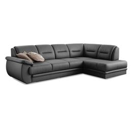Sit & More sit&more Ecksofa &raquo;Mailand L-Form, B: 250 cm&laquo; optional Schlaffunktion,Ottomane,inkl 5 Jahre Herstellergarantie grau Luxus-Kunstleder;Kunstleder Softlux