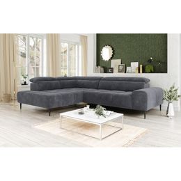 OTTO home Ecksofa &raquo;Theo L-Form, B: 298 cm&laquo; mit Kopfteilverstellung, optional Sitztiefenverstellung grau 92% POLYESTER (PES) / 8% POLYAMID (PA) B/H/T: 