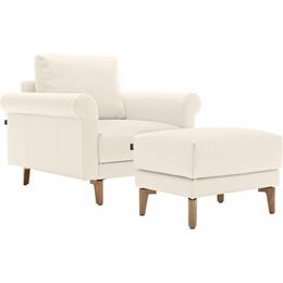 Creation BY ROLF BENZ Sessel &raquo;CR.450, Designsessel, Loungesessel&laquo; modern Landhaus, mit tollem Sitzkomfort, Breite 88 cm, Fu&szlig; Nussbaum wei&szlig; NaturLEDER 