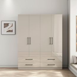 OTTO home Kleiderschrank &raquo;Sylt Schlafzimmerschrank Garderobe Schrank hochglanz&laquo; Dreht&uuml;renschrank mit 4 Schubladen und 4 T&uuml;ren, Schrank in Breite 160 