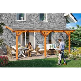 Skan Holz Terrassendach &raquo;Bormio&laquo; braun Polycarbonat (PC) B/H/T: 541cm x 241cm x 350cm, farbig lasiert