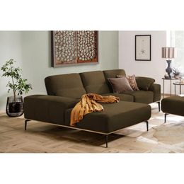 W.Schillig Ecksofa &raquo;run, Designsofa mit tollem Sitzkomfort, bequem, L-Form&laquo; mit Holzsockel, F&uuml;&szlig;e in Schwarz pulverbeschichtet, Breite 279 cm gr&uuml;n 