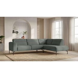 OTTO home Ecksofa &raquo;Nennor, weiches Chenille&laquo; Breite 278 cm, Wellenunterfederung, schwarze Metallf&uuml;&szlig;e grau 100% polyester B/H/T: 278cm x 78cm x 213cm, 