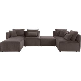 OTTO home Wohnlandschaft &raquo;N&ouml;re U-Form&laquo; 5 Teile, in vielen Bezugsqualit&auml;ten und Farben s. auch "N&ouml;re" braun 92% Polyester, 8% Polyamid B/H/T: 340cm x 
