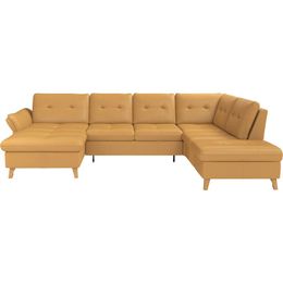 Sit & More sit&more Wohnlandschaft &raquo;G&ouml;teborg&laquo; inkl. Sitztiefenverstellung, wahlweise mit Bettfunktion & Bettkasten gelb B/H/T: 327cm x 90cm x 226cm, NaturLEDER ,