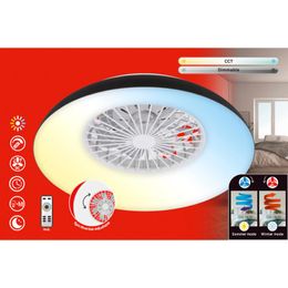 Briloner Leuchten LED Deckenleuchte &raquo;WINDORA Deckenventilator&laquo; LED-Modul 1 Stk. 60 x 19 cm (DxH), Schlafzimmer, Wohnzimmer, Esszimmer, Flur, K&uuml;che 1, &Oslash; 38cm H: 10,5cm, 
