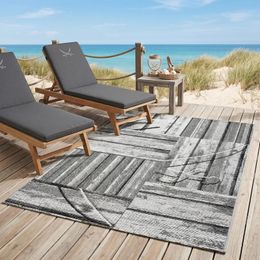 Sansibar Teppich &raquo;Rantum Beach SA-023&laquo; rechteckig 5 mm H&ouml;he Flachgewebe, modernes Design, Motiv Holzdielen, In- & Outdoor geeignet grau Polypropylen B : 60cm 1