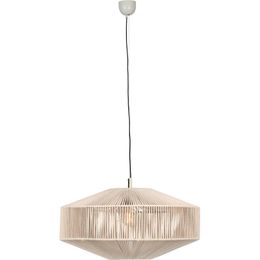 Trio Leuchten Pendelleuchte &raquo;SVEA, H&auml;ngelampe beige aus Baumwolle im Boho-Look H&ouml;he 150 cm&laquo; E27 1 Stk. warmwei&szlig; - kaltwei&szlig; H&auml;ngeleuchte Schlafzimmer /