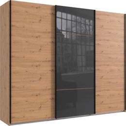 wimex Schwebet&uuml;renschrank &raquo;Norderstedt&laquo; INKLUSIVE 2 Stoffboxen und 2 zus&auml;tzliche Einlegeb&ouml;den, mit Glast&uuml;r grau Holzwerkstoff Artisan Eiche Nachbildung, B/H