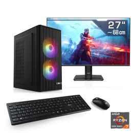 CSL PC-Komplettsystem &raquo;Spectrum V25276&laquo; 27 &prime;&prime; AMD Ryzen 7 GeForce RTX 5060 32 GB RAM 1.000 GB SSD schwarz Inkl. 27 Zoll Full-HD Monitor, Maus, 
