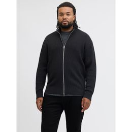 Jack & Jones PlusSize Jack & Jones Plussize Herren Jack & Jones PlusSize Strickjacke &raquo;JJEPERFECT KNIT ZIP CARDIGAN NOOS PLS&laquo; schwarz 5XL