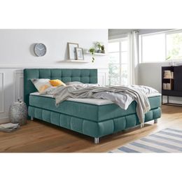 Home Affaire Boxspringbett &raquo;Salo&laquo; incl. Topper, 6 Breiten, 2 H&auml;rtegrade, TFK auch in H&auml;rtegrad 4 blau Struktur (100% Polyester);Bezug der 