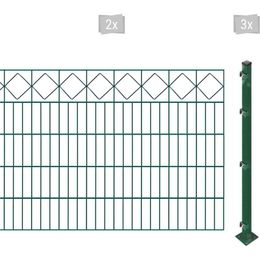 Arvotec Doppelstabmattenzaun &raquo;ESSENTIAL 100 zum Aufschrauben "Karo" mit Zierleiste&laquo; Zaunh&ouml;he 100 cm, Zaunl&auml;nge 2 - 60 m gr&uuml;n Kunststoff, Stahl H/L: 100cm x 4m