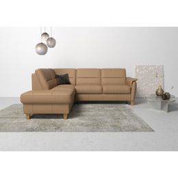 Home Affaire Ecksofa &raquo;Palmera L-Form, B: 236 cm&laquo; optional Schlaffunktion & Bettkasten, Federkern braun Luxus-Microfaser (100% Polyester);Struktur (100