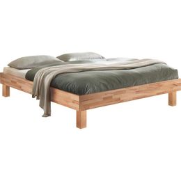 Hasena Holzbett &raquo;Rapallo&laquo; Fu&szlig;h&ouml;he 25 cm beige Kernbuche massiv Liegefl&auml;che L&auml;nge B: 200cm x 90cm, H&ouml;he Bett: 41cm H&ouml;he Bettseite: 16cm H&ouml;he 