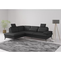 Sit & More sit&more Ecksofa &raquo;Morris L-Form, inkl. Sitztiefenverstellung&laquo; wahlweise mit Armteilverstellung, Schlaffunktion & Bettkasten schwarz B/H/T: 262cm x 