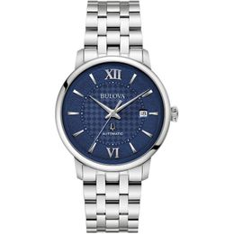 Bulova Herren Automatikuhr Armbanduhr, Herrenuhr, Mechanische Uhr, Edelstahlarmband, analog, Tag silber Einheitsgr&ouml;&szlig;e