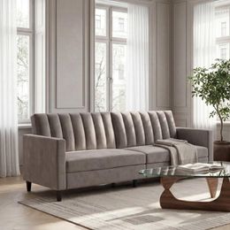 3-Sitzer &raquo;Celine&laquo; R&uuml;ckenlehne 2-teilig und 3-fach verstellbar, Sitzh&ouml;he 43 cm grau Veloursstoff 100% Polyester B/H/T: 203cm x 83cm x 83cm, Samtvelours